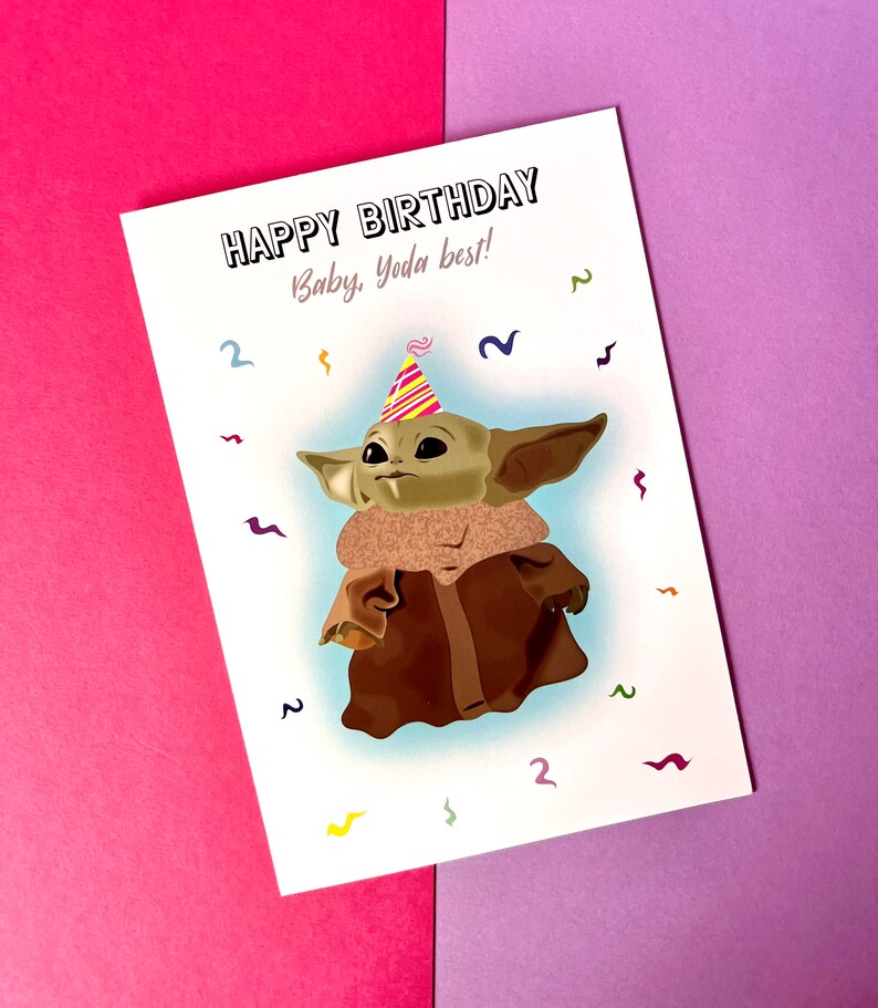 Baby Yoda Mandalorian Birthday Card, perfecto para cualquier amante de ...
