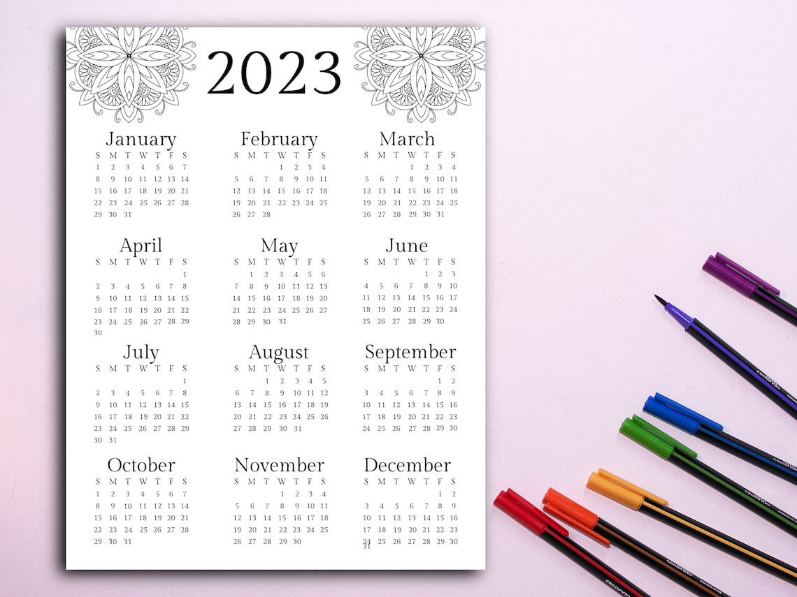 2023 Digital Calendar Printable Calendar Yearly Calendar - Etsy