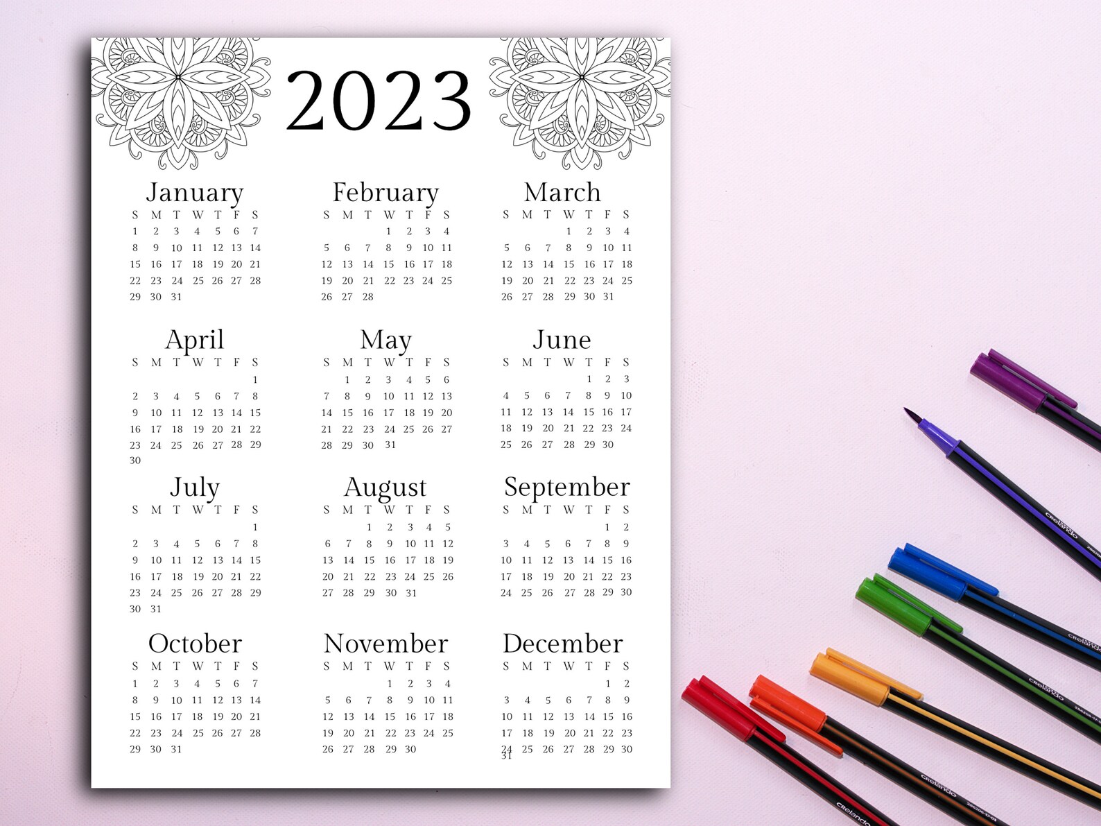 2023 Digital Calendar Printable Calendar Yearly Calendar - Etsy