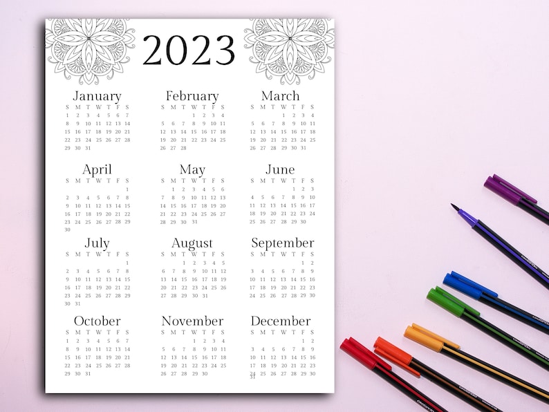 2023 Digital Calendar Printable Calendar Yearly Calendar - Etsy