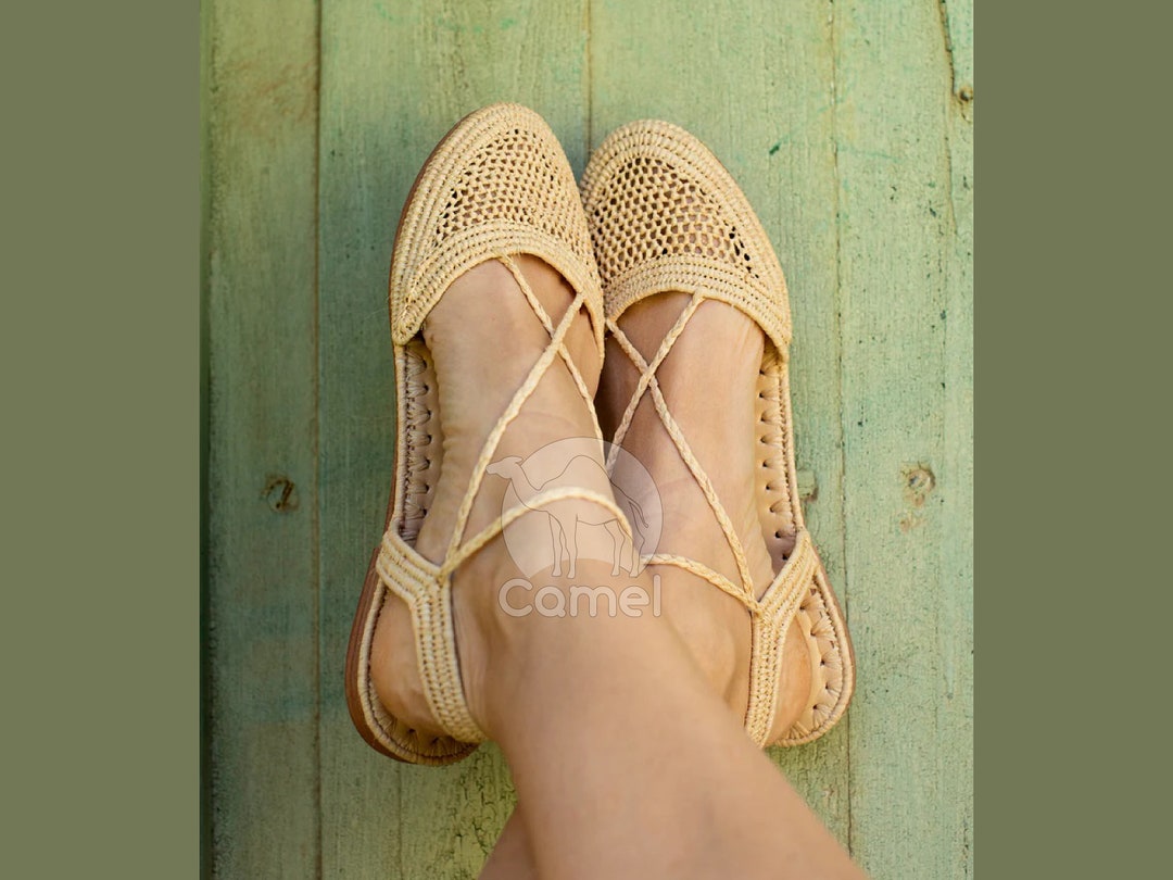 Raffia Sandals Morocco, Naturel Leather Sheepskin Raffia, Handmade ...