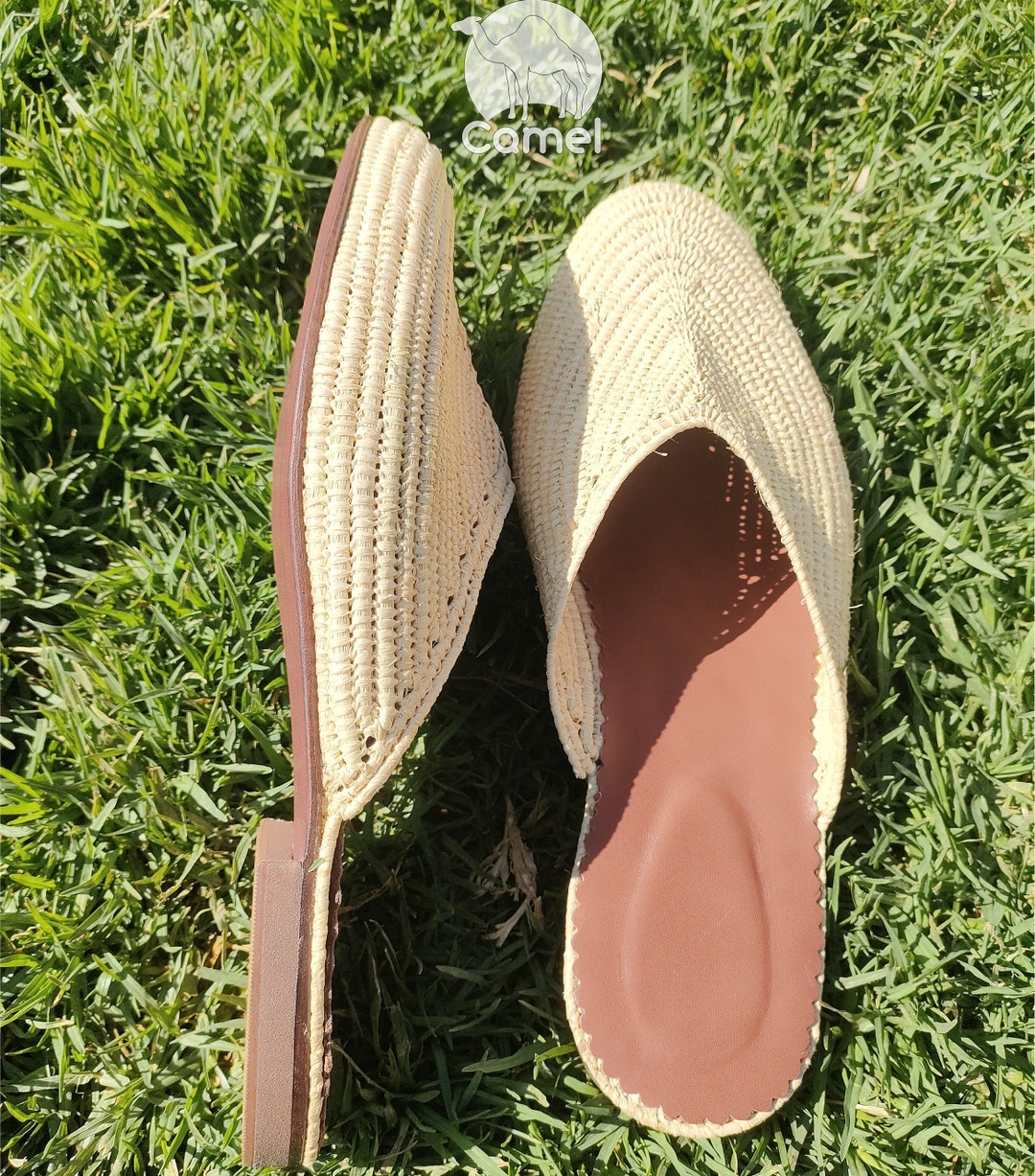 Women and Man Raffia Slipper for Beach, Handmade Slippers, Natural ...
