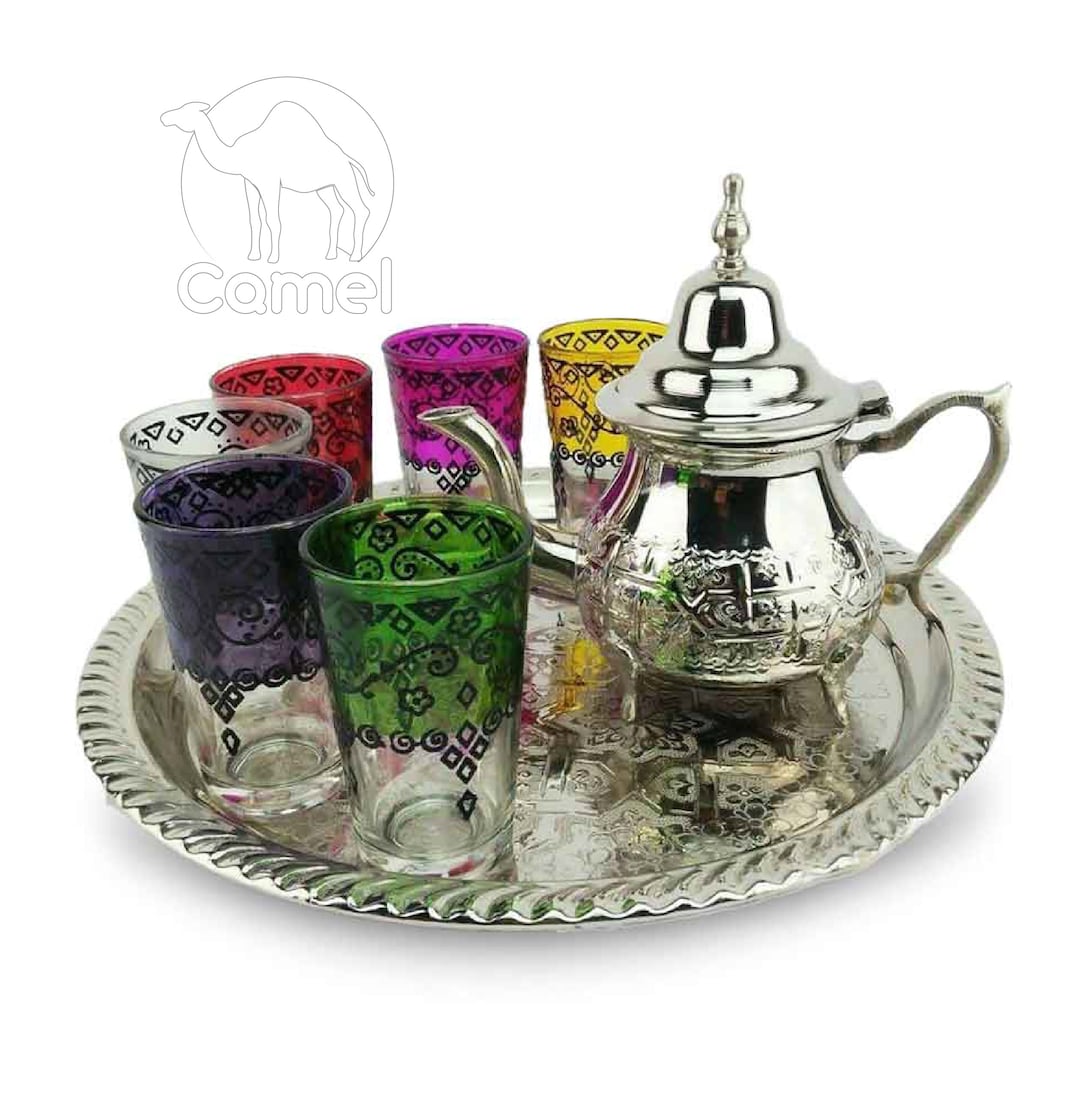 Moroccan Tea Set, Teapot, Morocco Glasses, Silver Tray, Moroccan Tea Set, Morocco Tea Set ...