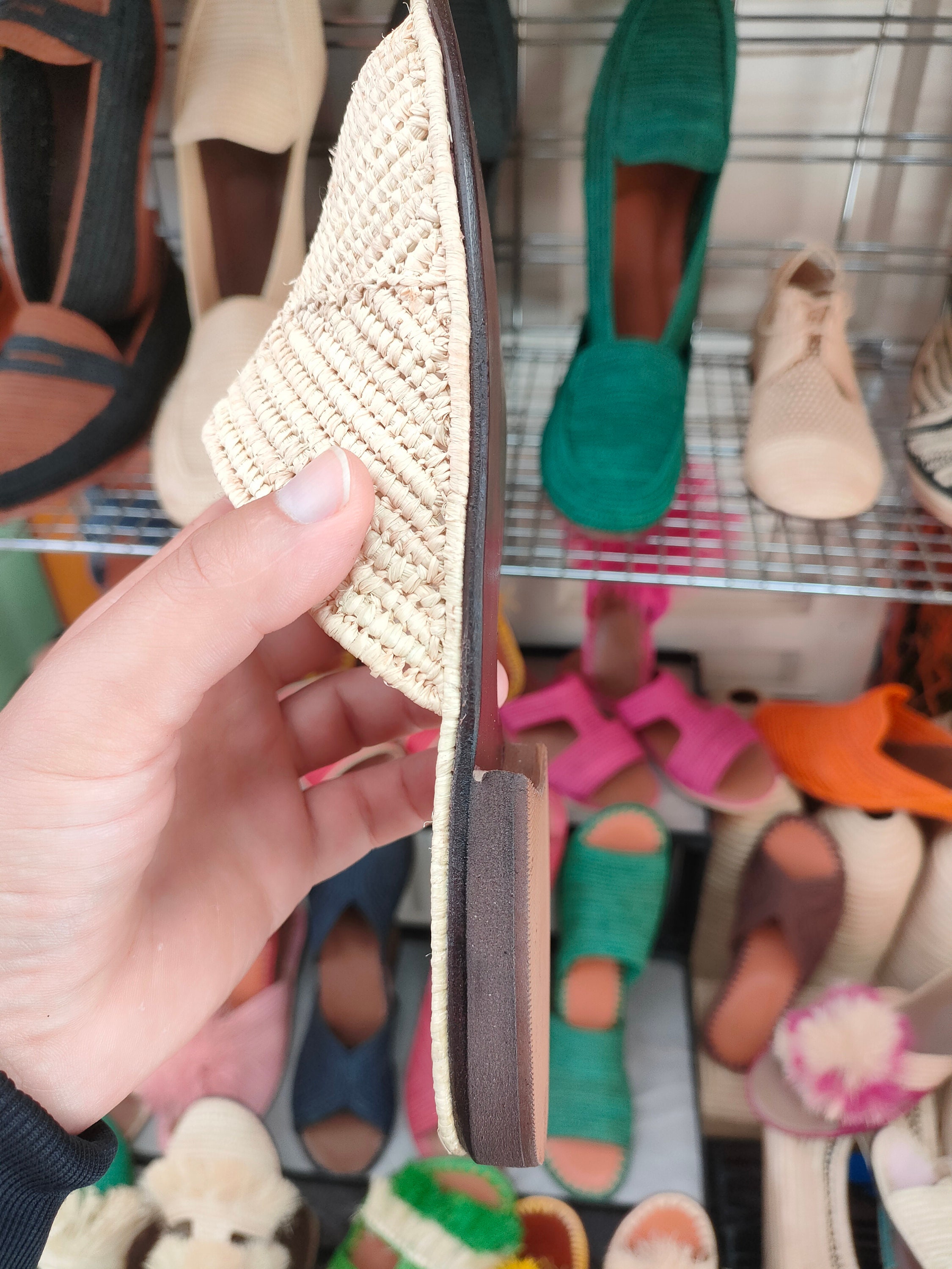 Moroccan Raffia Sandals Morocco, Naturel Leather Sheepskin Raffia ...