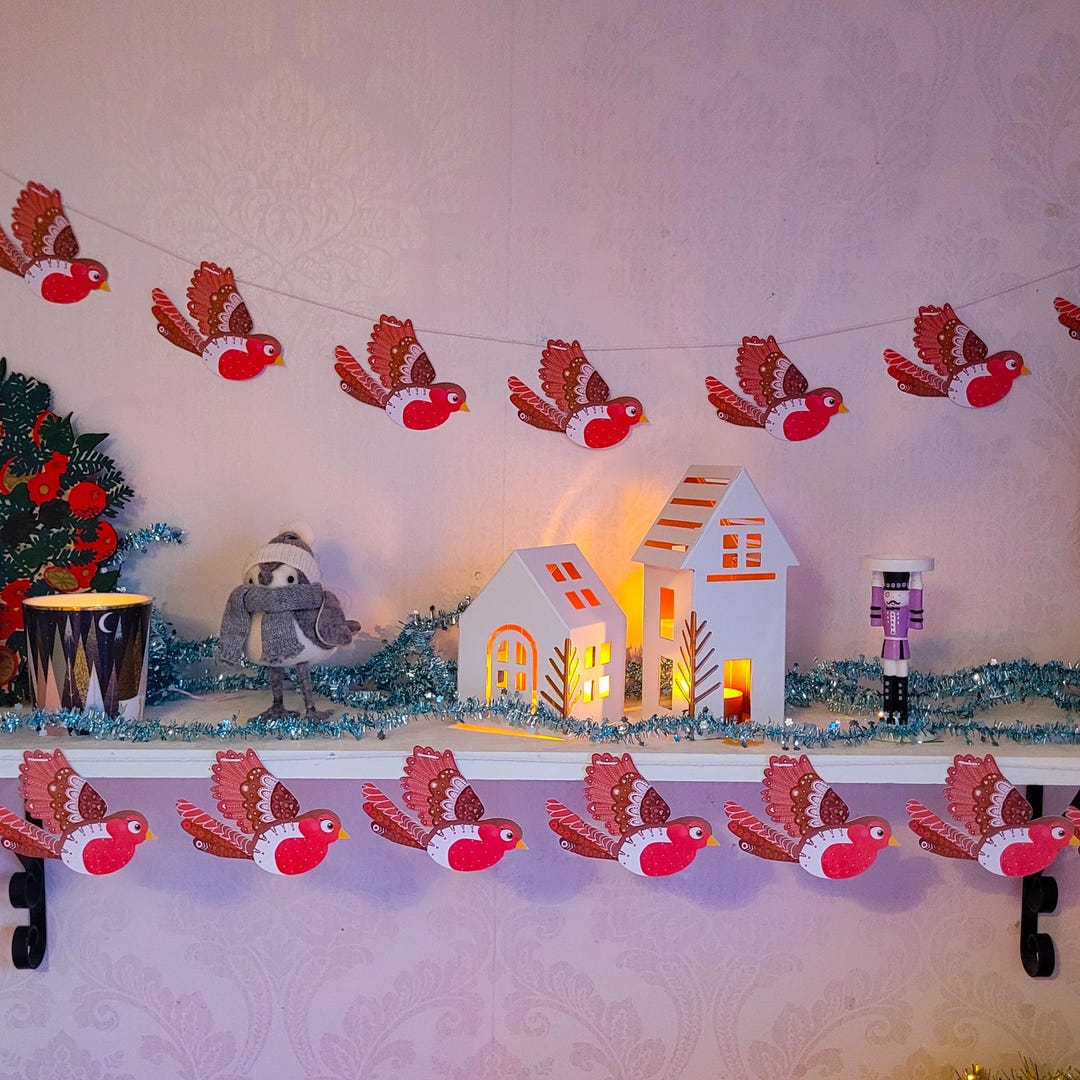 Bunting Robin Bird, Paper Wall Hanging, Flying Paper Garland Gift ...