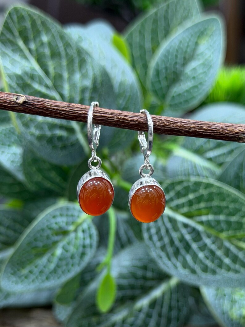 Pendientes de cornalina / Plata de ley 925 bañada en oro / Pendientes ...