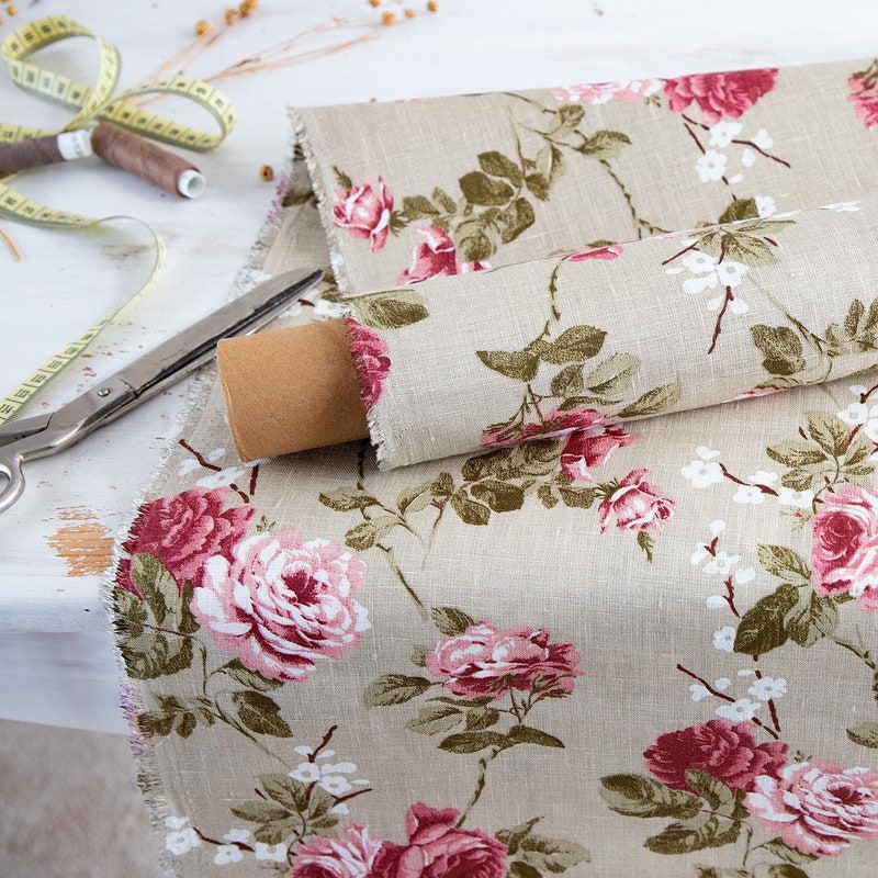 Floral Linen Fabric - Etsy