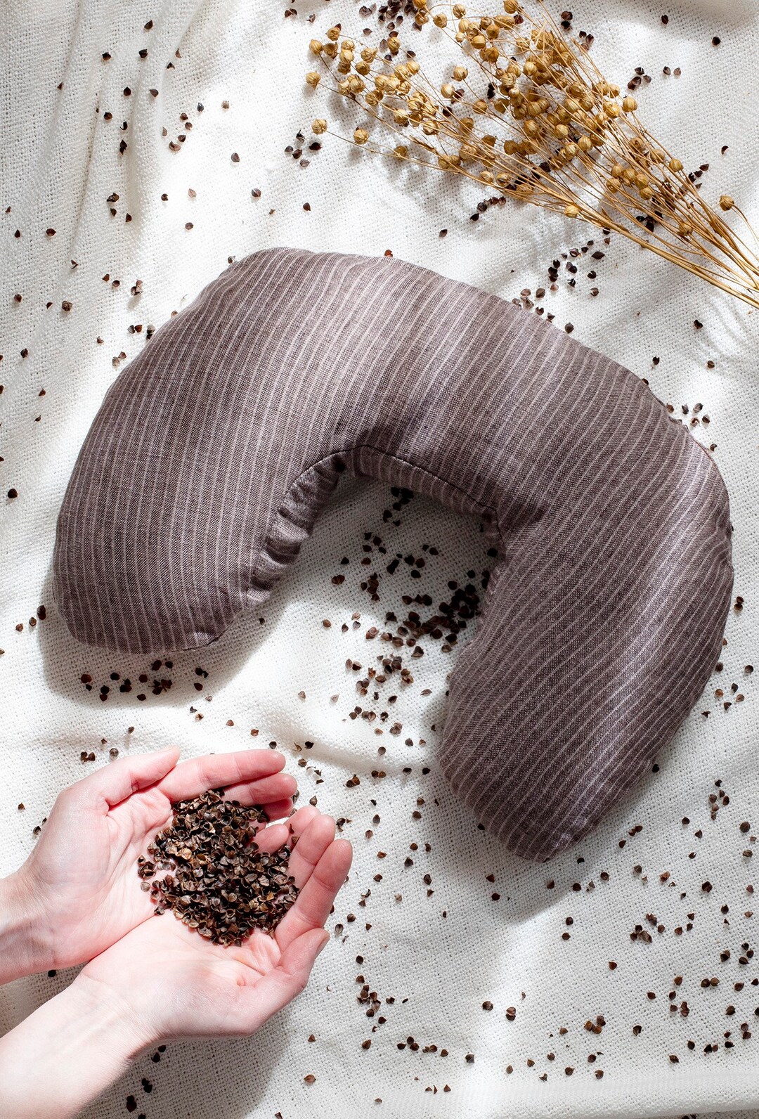 Buckwheat Neck Pillow, Organic Neck Pillow, Travel Pillow, U Shaped ...