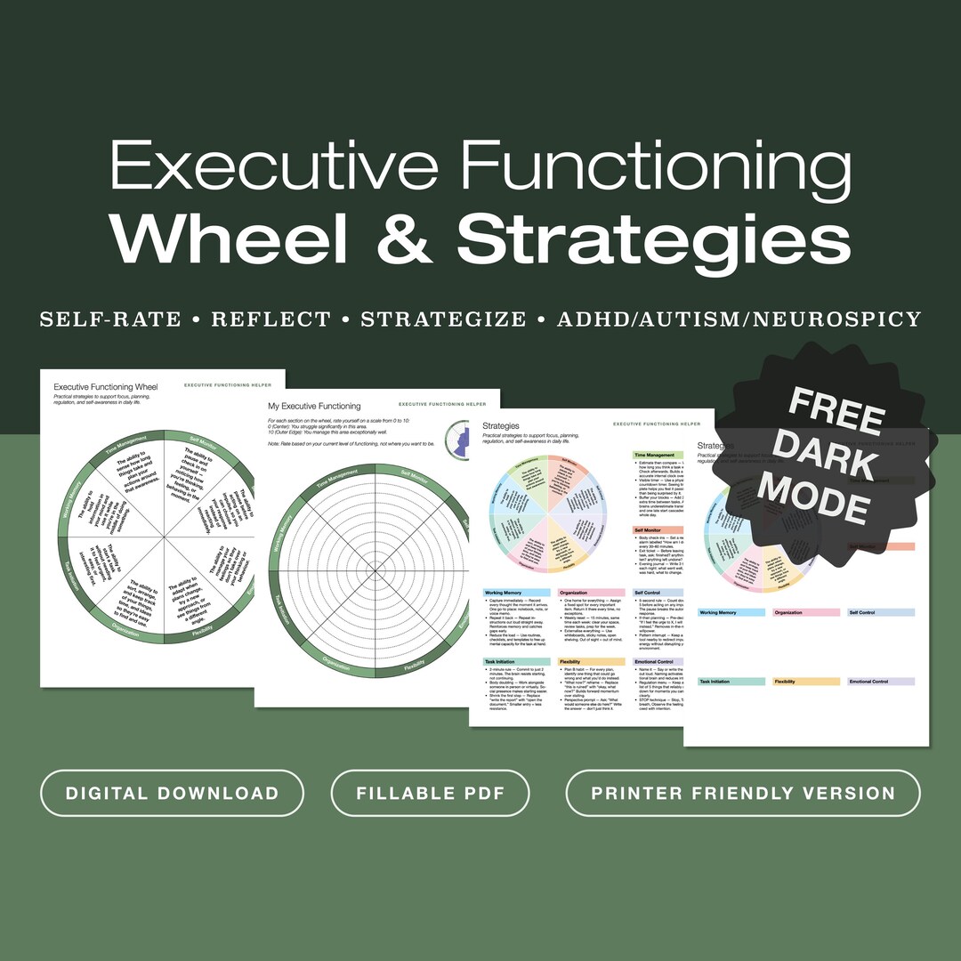 Executive Functioning Wheel — ADHD Autism Neurodivergent Self-rating ...