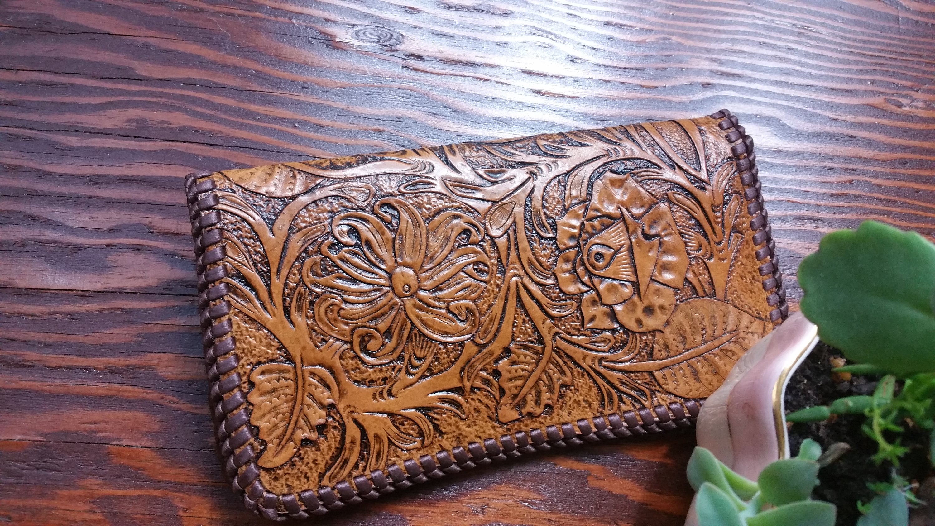 Leather Checkbook Cover | Tooled Leather Check Book Cover | Leather ...