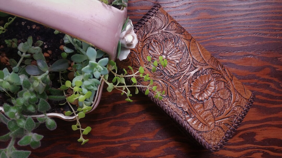 Buy Hand Tooled Leather Checkbook Cover: Custom Made to Order Online in ...
