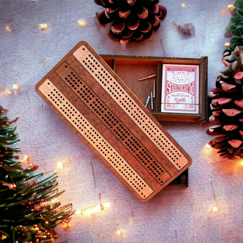 Personalized Wood Cribbage Board: Travel Game With Card Storage - Etsy