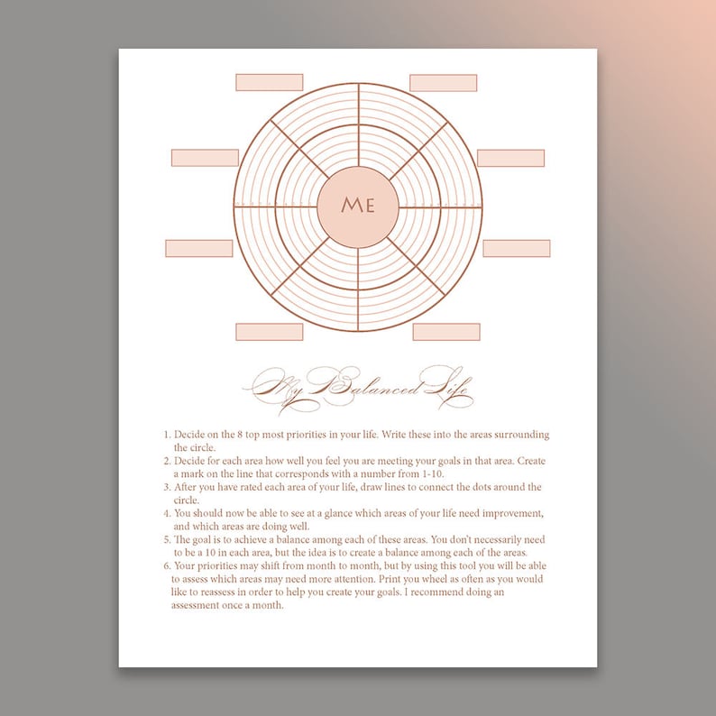 Wheel of Life Panner Printable Insert US Letter Life | Etsy