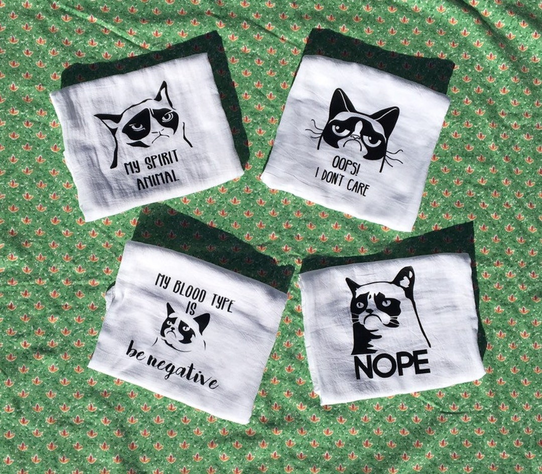 Grumpy Cat Flour Sack Towels/ Funny Grumpy Cat Kitchen Towels - Etsy UK