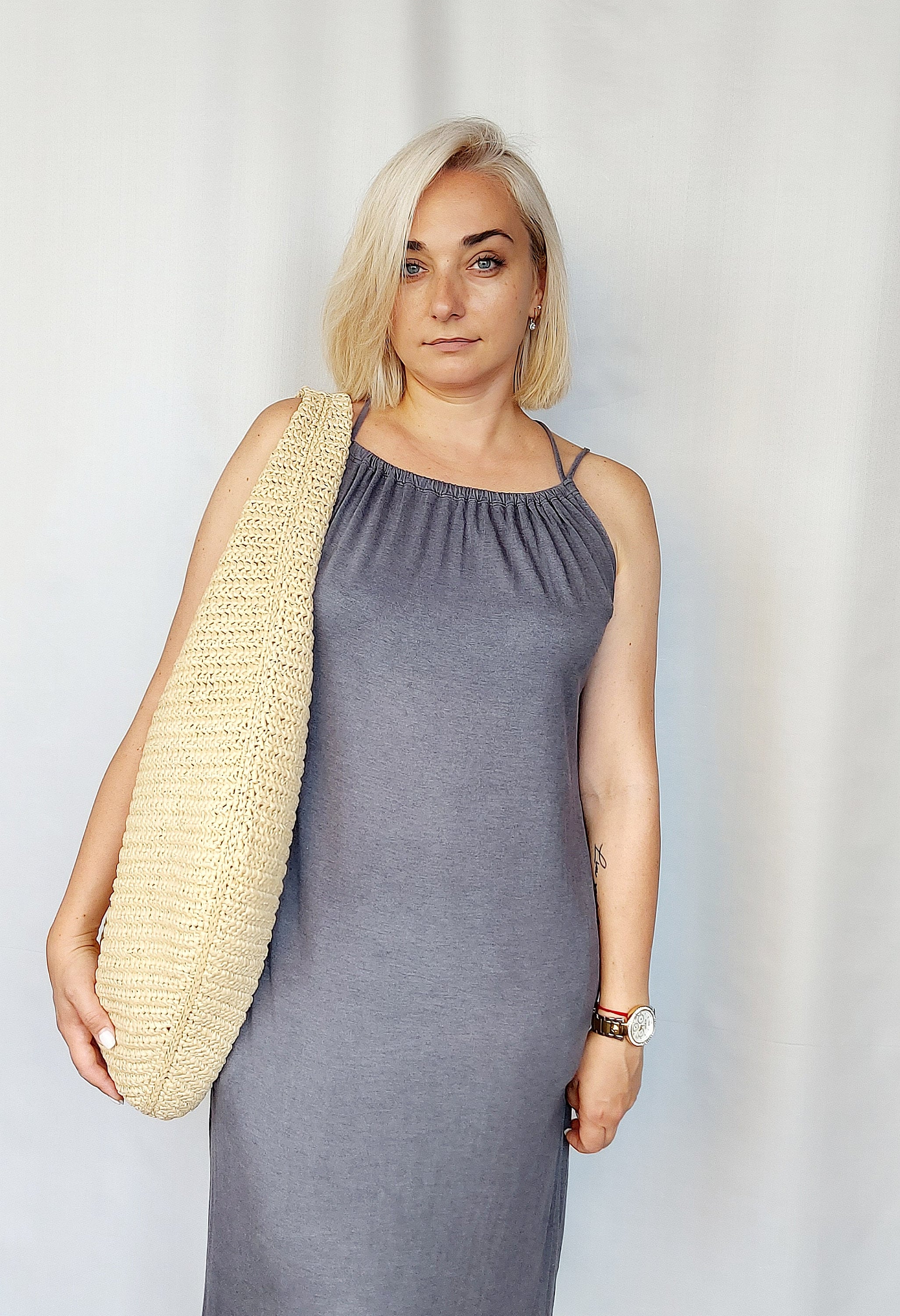 The Large Hobo Bag of Natural Raffia, Straw Shoulder Bag, Crescent ...