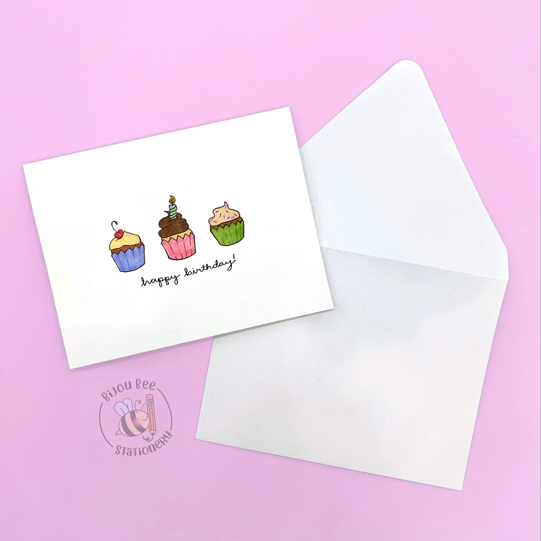 Cute Cupcake Birthday Card Children's Boy Girl Birthday - Etsy