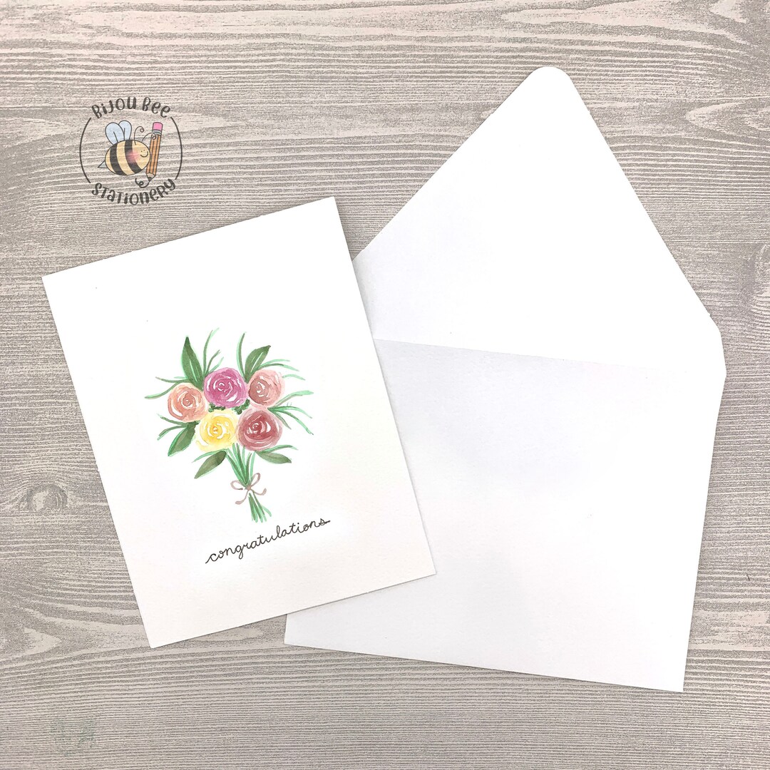 Congratulations Card Cute Floral - Etsy