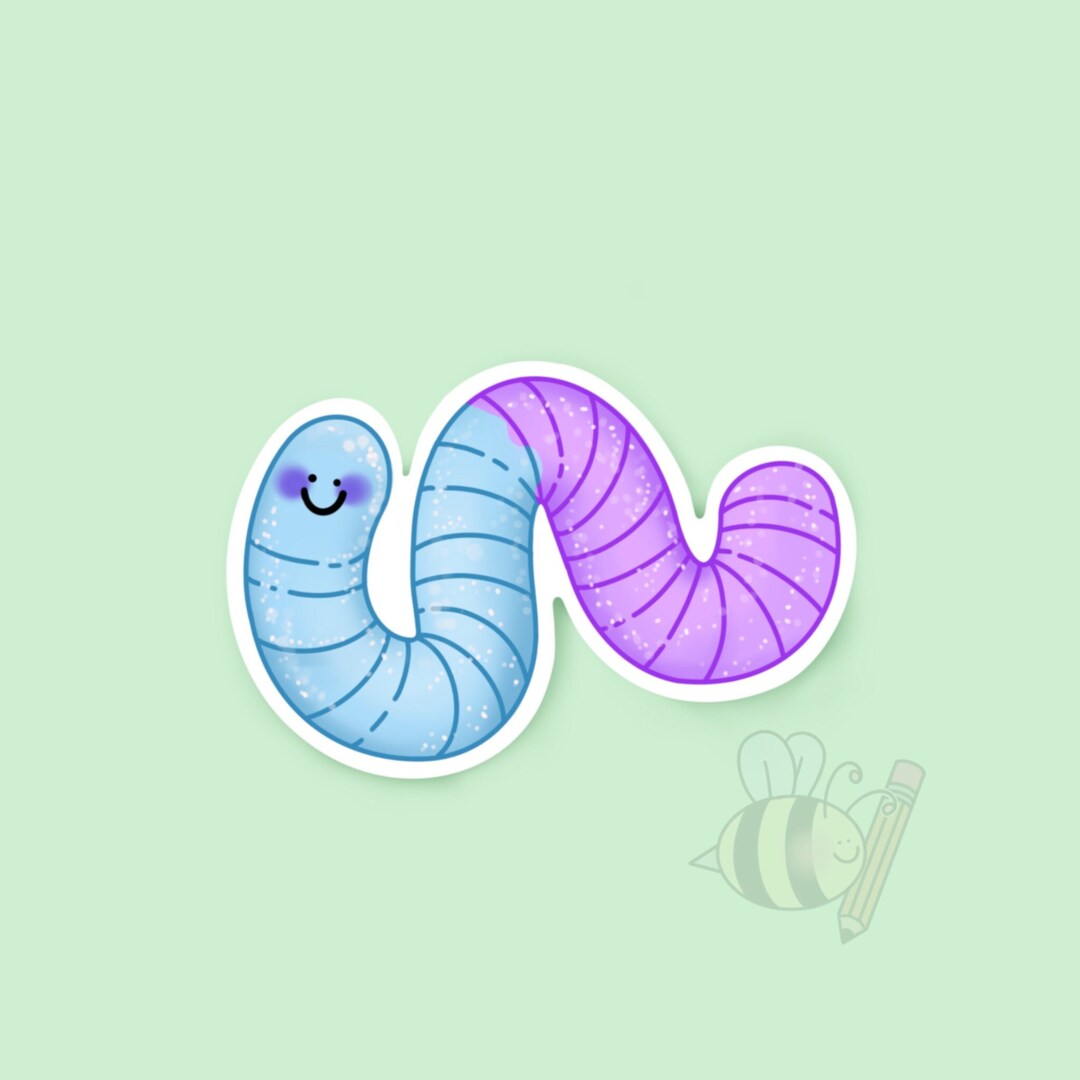 Blue & Purple Gummy Worm Sticker! - Etsy