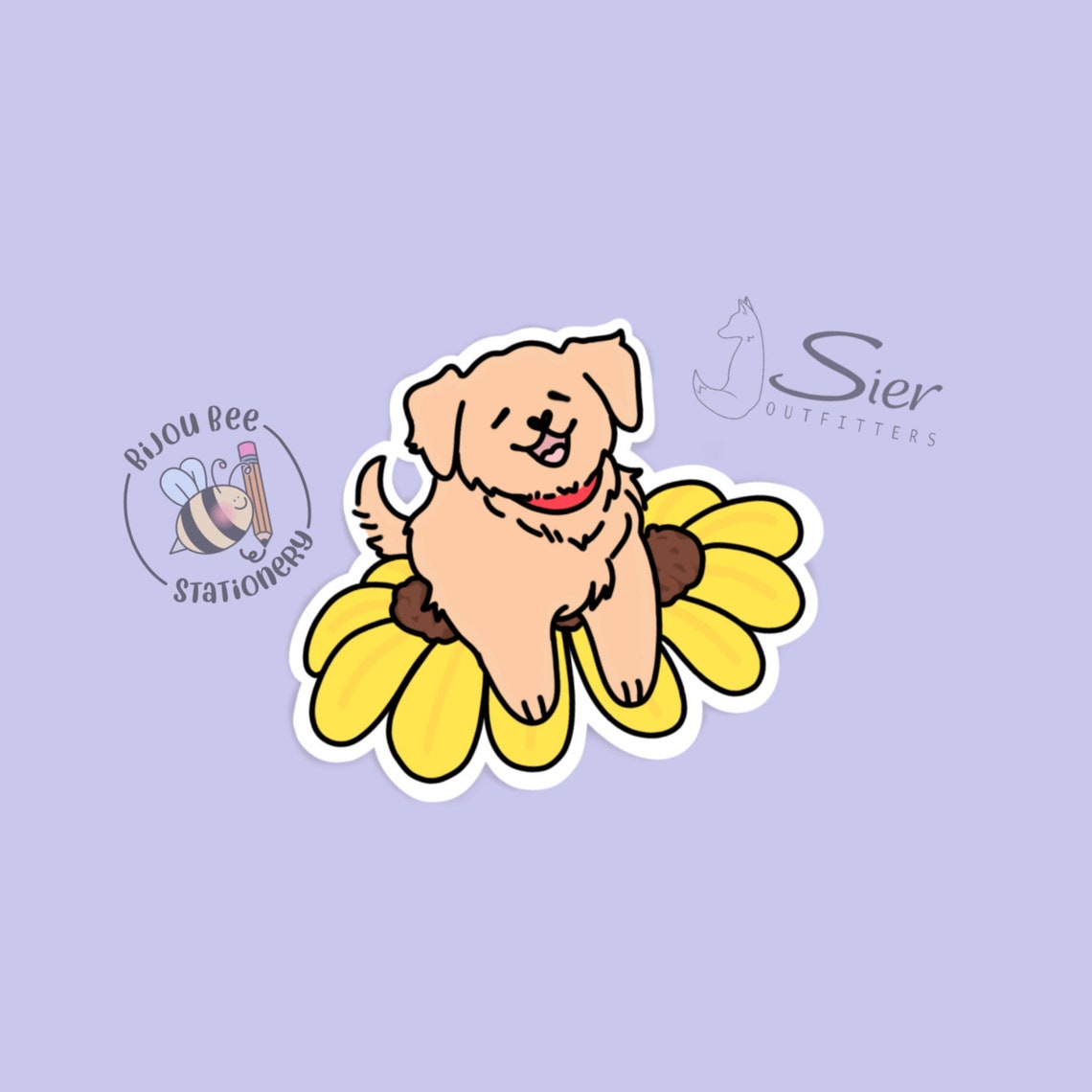 Sunflower Pup Sticker! - Etsy