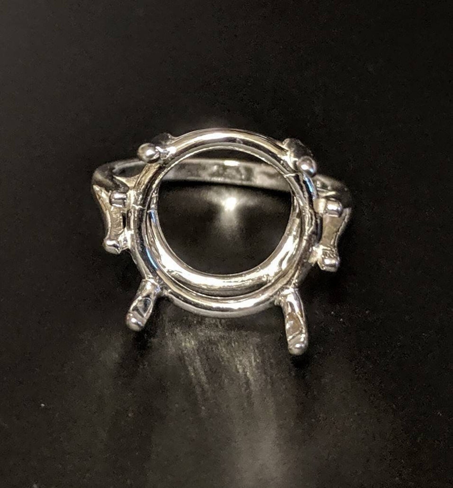 Sterling Silver 9-15mm Round 4 Prong Pre-notched Blank Ring - Etsy
