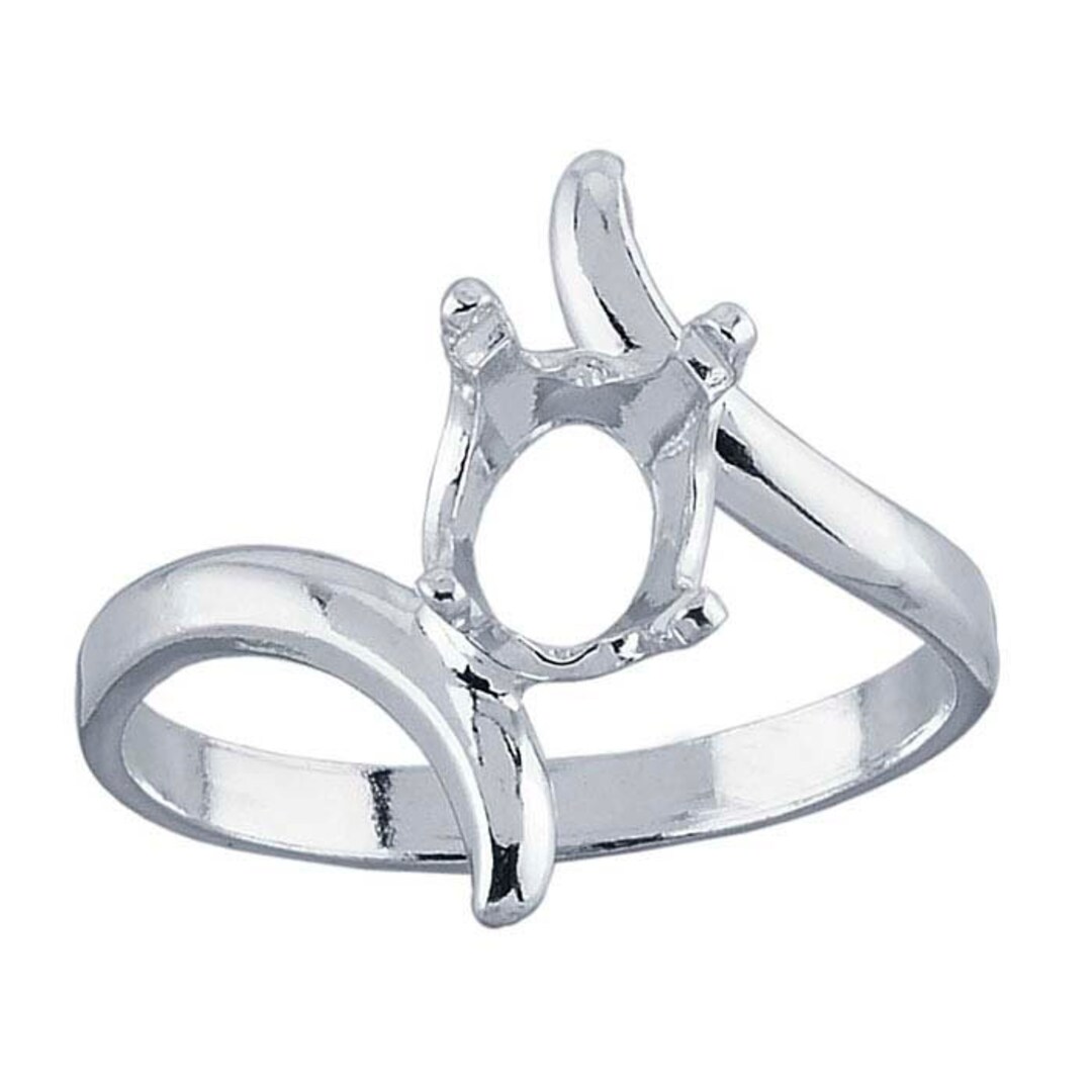 Sterling Silver Pre-notched 8 X 6mm Oval Ring Mounting, Oval Faceted, 4 ...