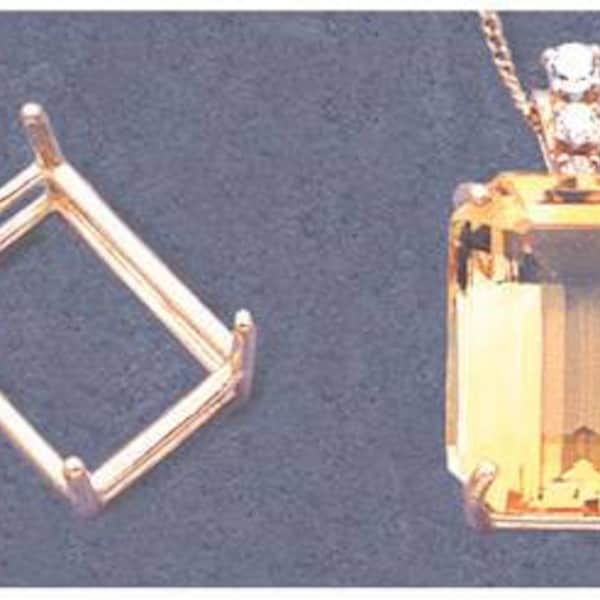 Emerald Cut Gold Pendant Setting - Etsy