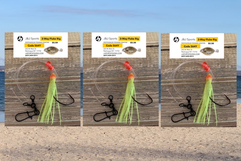 Fluke Rigs- 3 Way Fluke Rig With Teaser (yellow)- Fishing Rigs ...