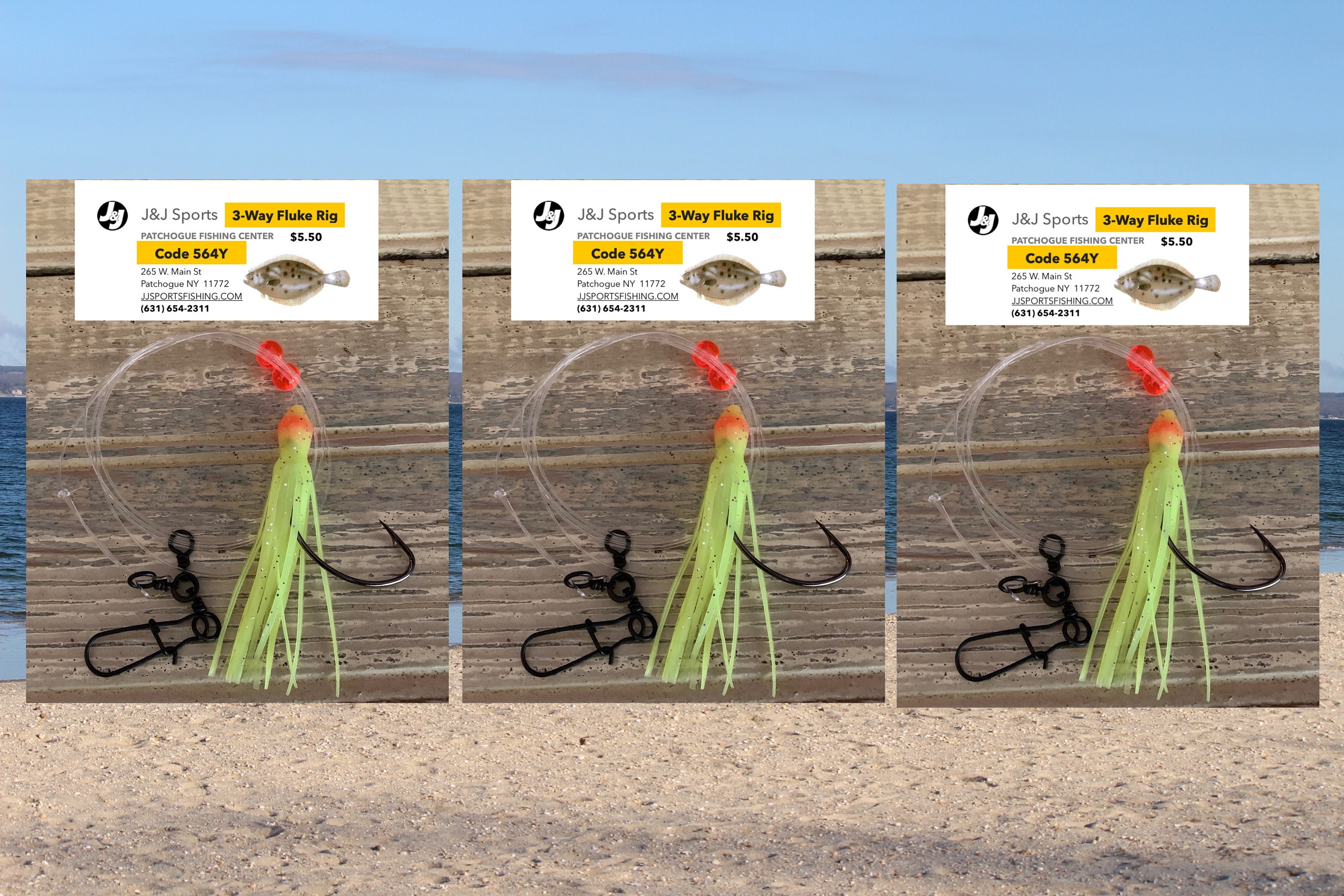 Fluke Rigs- 3 Way Fluke Rig With Teaser (yellow)- Fishing Rigs ...