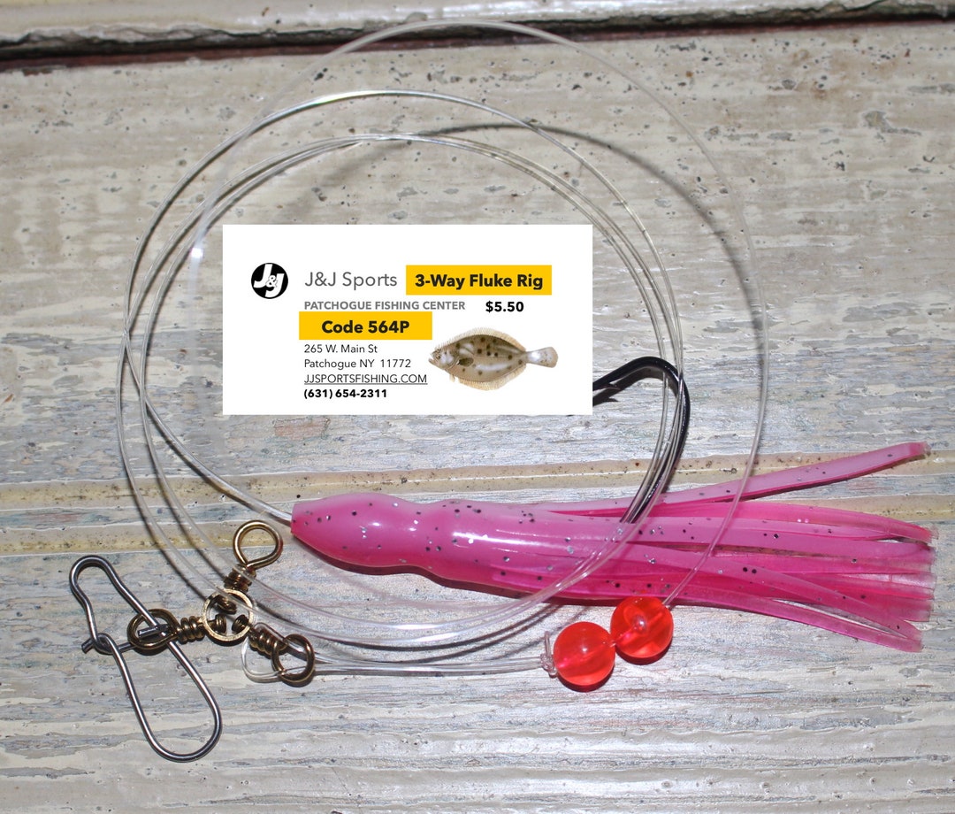 Fluke Rigs- 3 Way Fluke Rig With Teaser (pink)- Fishing Rigs Saltwater ...