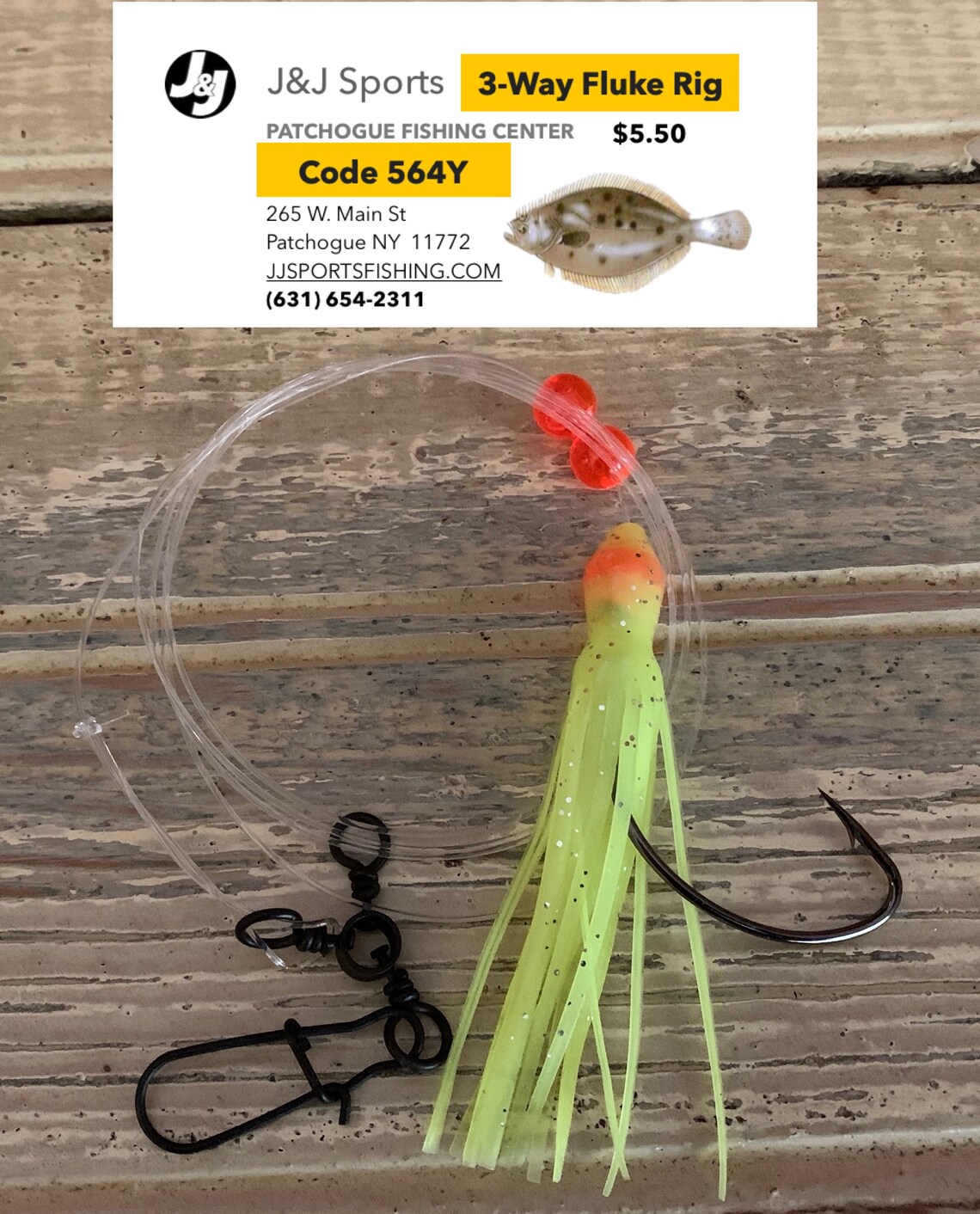 Fluke Rigs- 3 Way Fluke Rig With Teaser (yellow)- Fishing Rigs ...