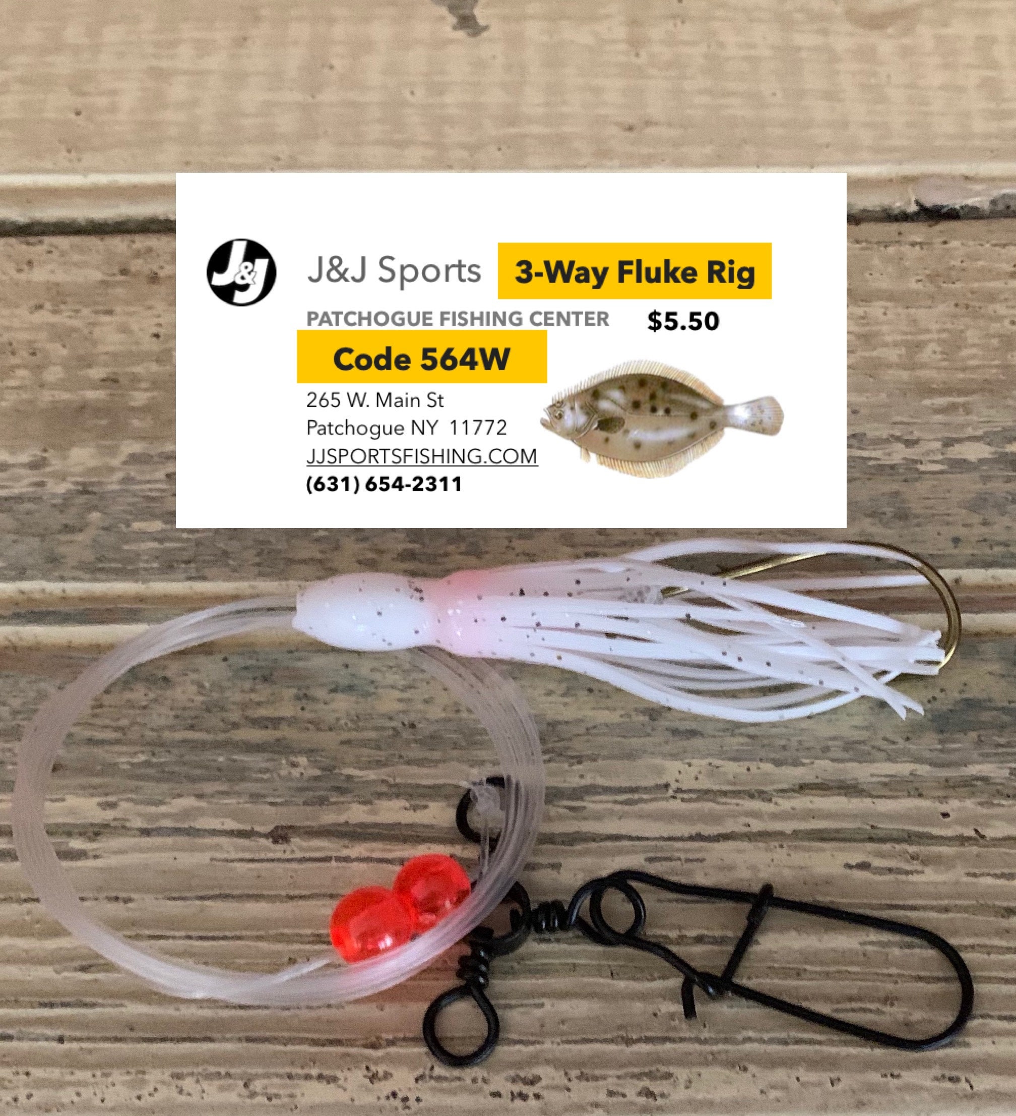 Fluke Rigs- 3 Way Fluke Rig With Teaser (white)- Fishing Rigs Saltwater ...