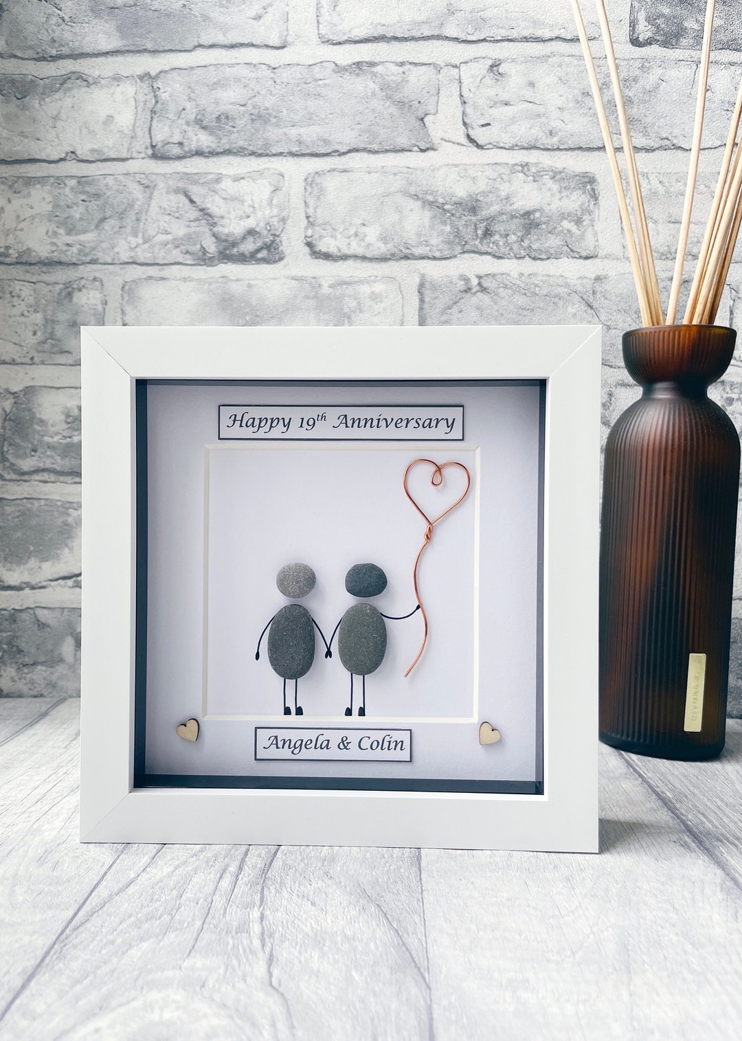 19th Wedding Anniversary Gift, Bronze Anniversary, Personalised Pebble ...