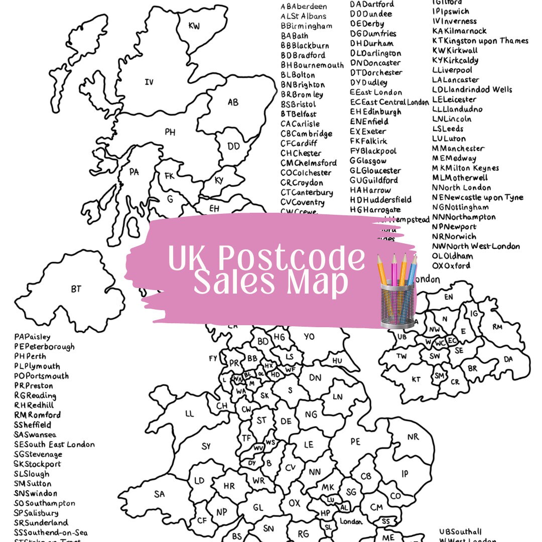 UK Postcode Sales Map: Track and Colour Your Business's Sales (digital ...