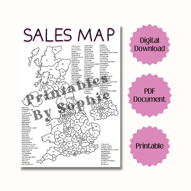 UK SALES MAP | Perfect for Small Businesses to Track Sales | Hand ...