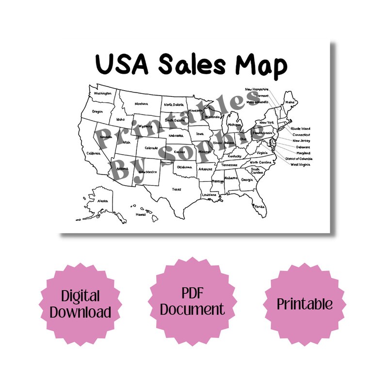 USA SALES MAP | Perfect for Small Businesses to Track Sales | Hand ...