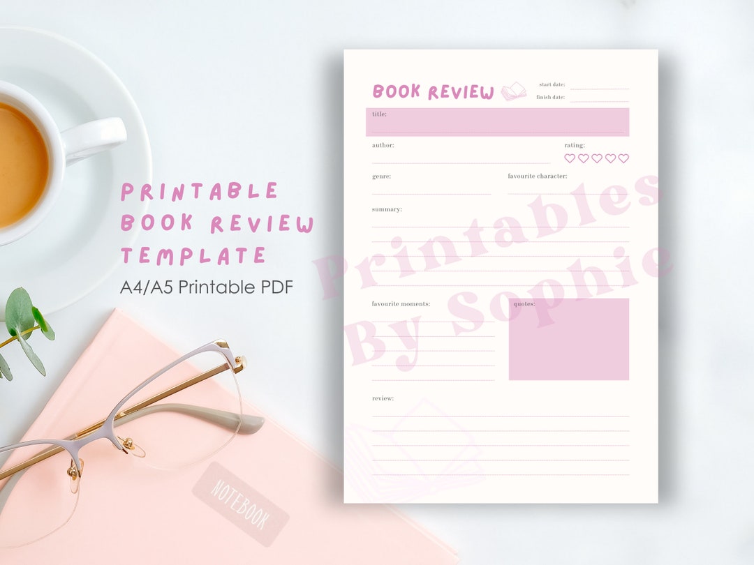 Pink Book Review Template, Cute Pink Book Review Printable, PDF ...