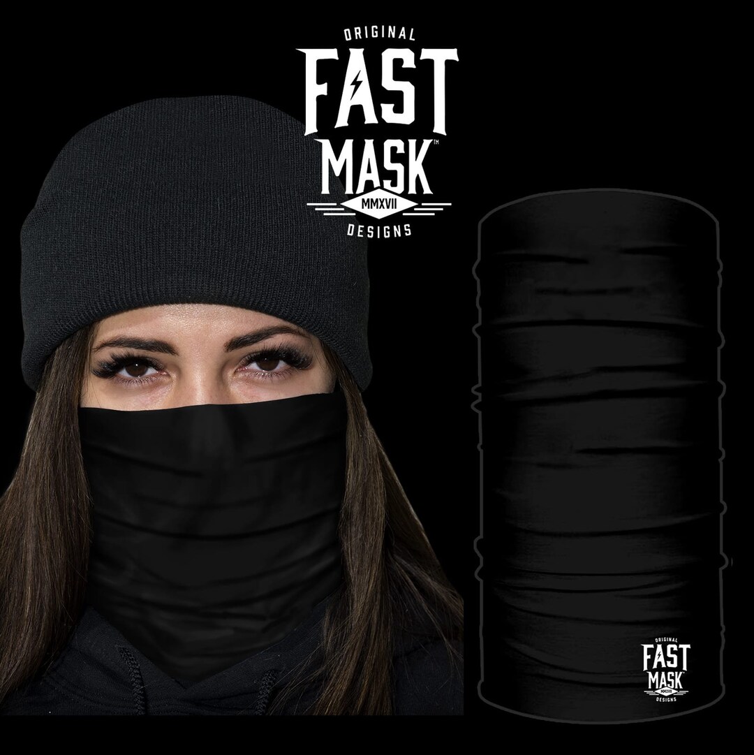Plain Black Fast Mask Neck Gaiter Face Mask, Ski Mask, Tube Face Mask ...