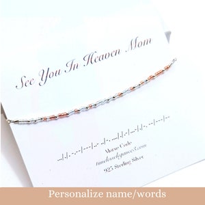Morse Code Dainty Gold Bracelet, Personalized Beaded Name Word Letter ...