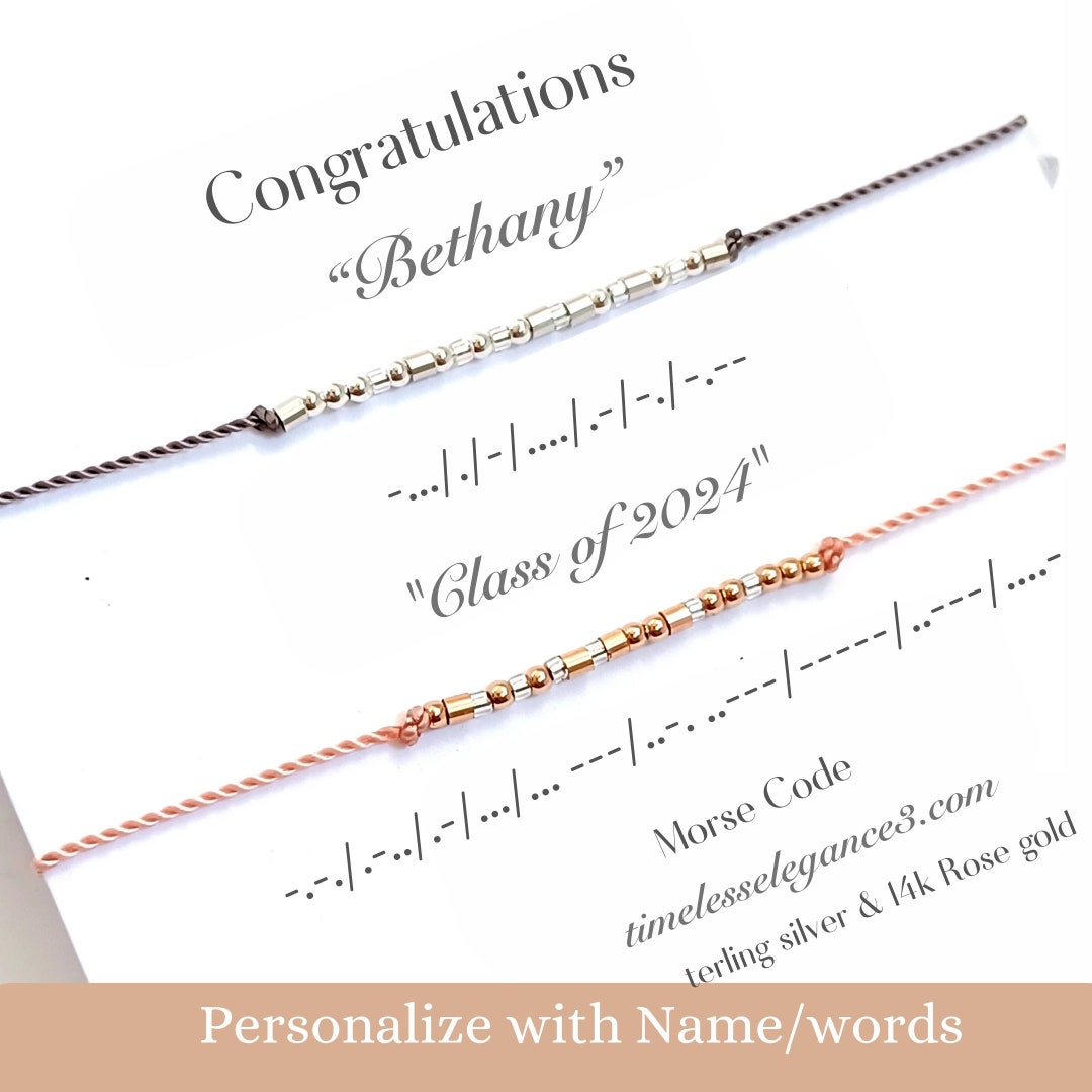 Class of 2024 Senior, Personalized Morse Code Bracelet, High School ...