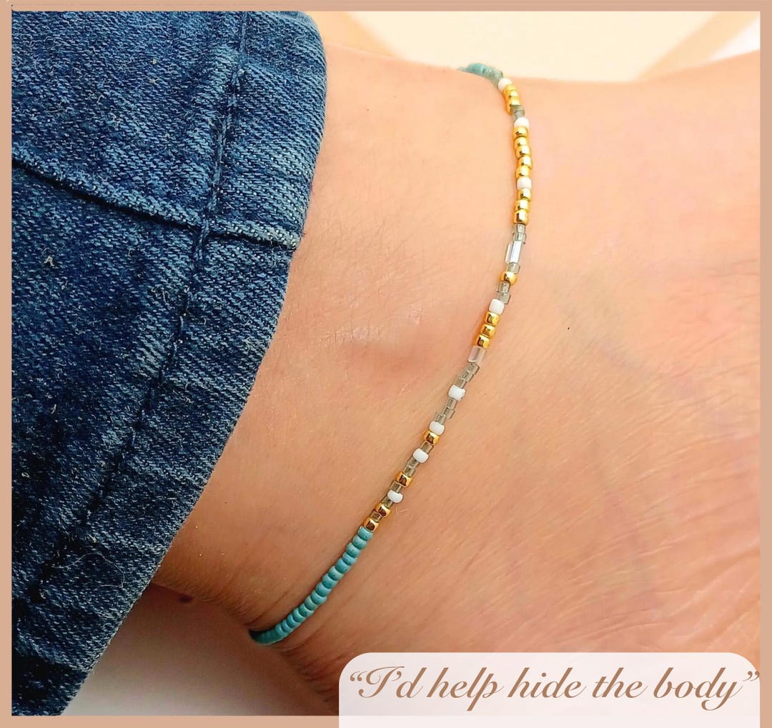 Custom Morse Code Turquoise Ankle Bracelet, Personalized Beaded Name ...
