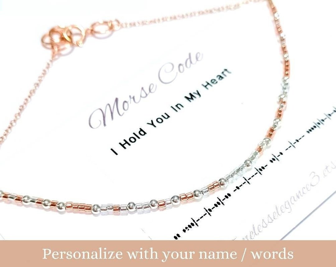 Morse Code Dainty Gold Bracelet Personalized Beaded Name Word - Etsy
