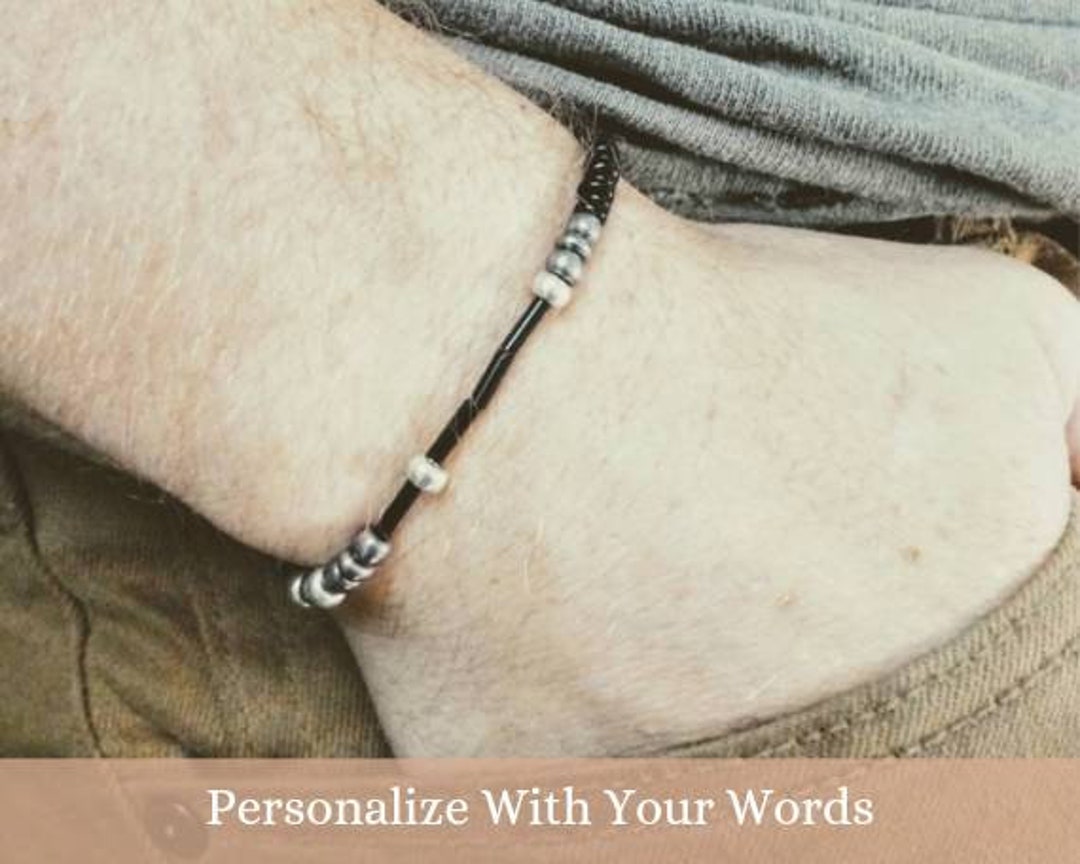 Mens Morse Code Bracelet, Personalized Gifts for Teenage Boy Son, Bead ...