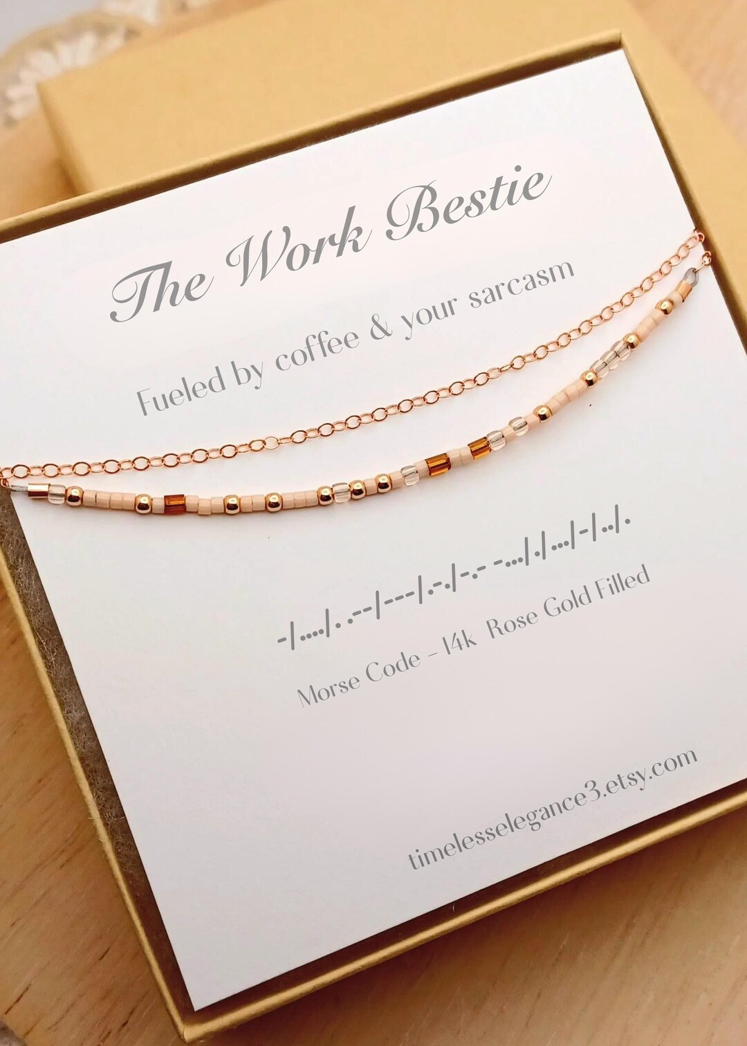 Minimalist Work Bestie Morse Code Bracelet | Coworker Friendship ...