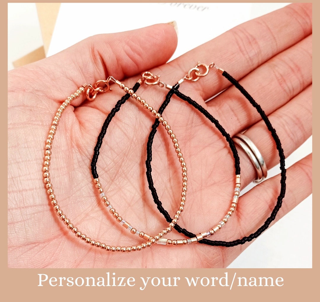 Custom Morse Code Bracelet, Personalized Beaded Name Word Message ...
