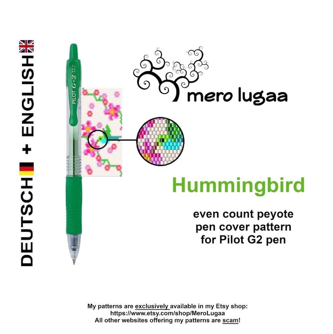 Hummingbird / Birds /peyote Pen Cover Pattern/ Peyote Pen Wrap Pattern ...
