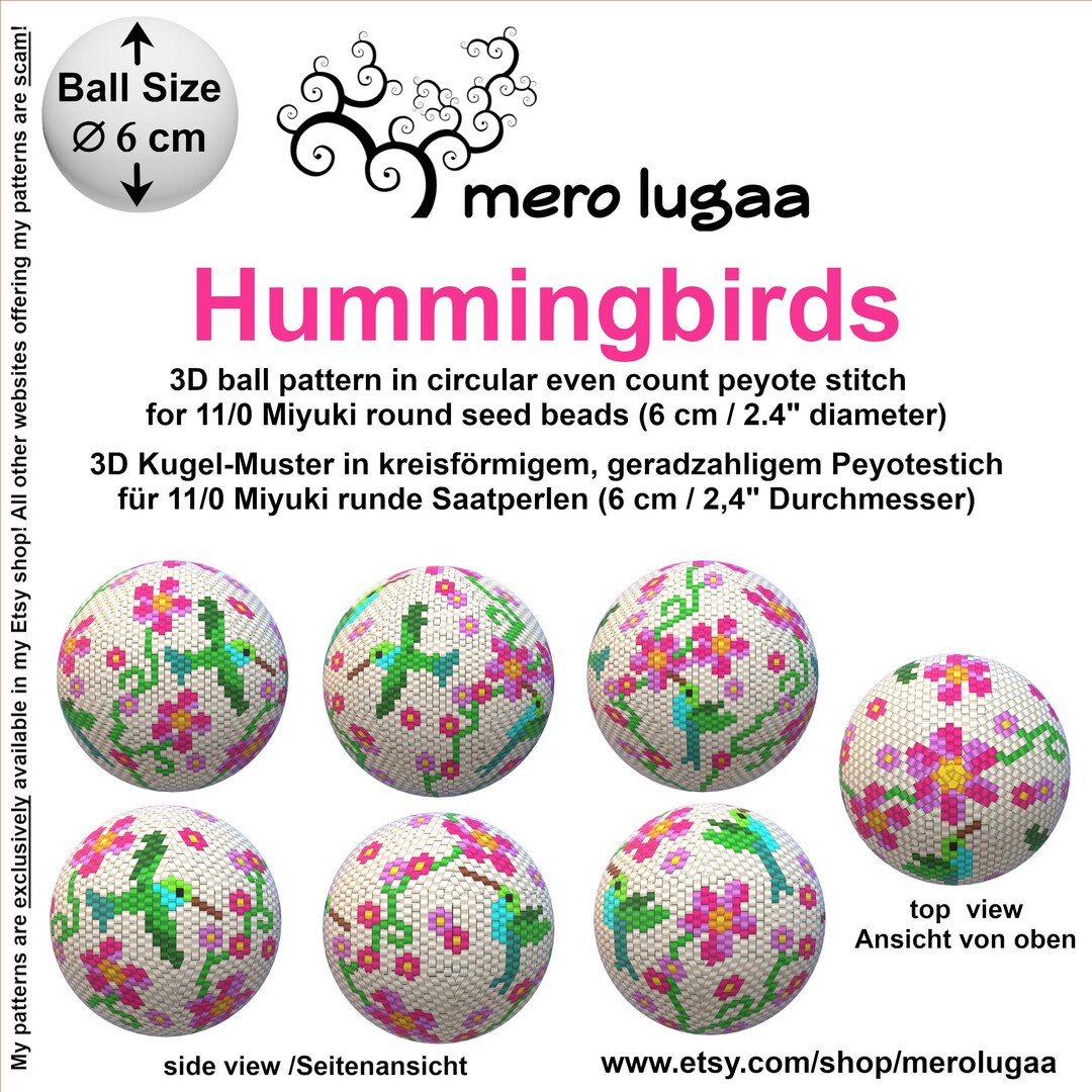 Hummingbirds Peyote Ball / Even Count Circular Peyote / Tutorial ...