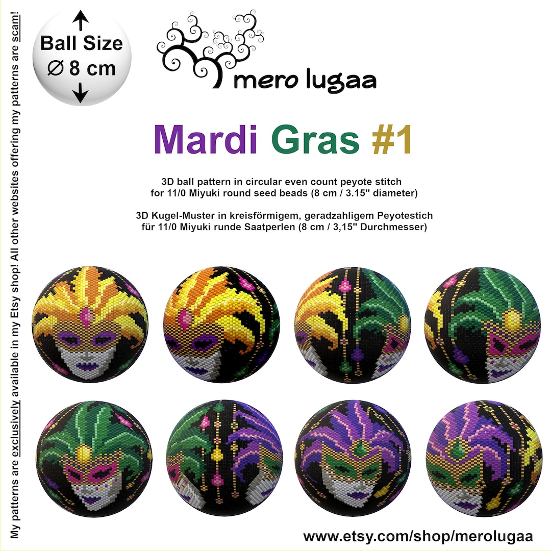 Mardi Gras #1 / Even Count Circular Peyote / Tutorial / Beaded ...