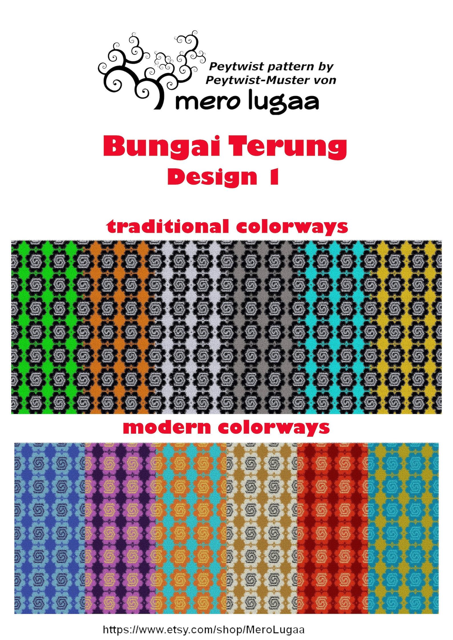 Bungai Terung /peyote With a Twist Pattern/ Peytwist Pattern / PWAT ...