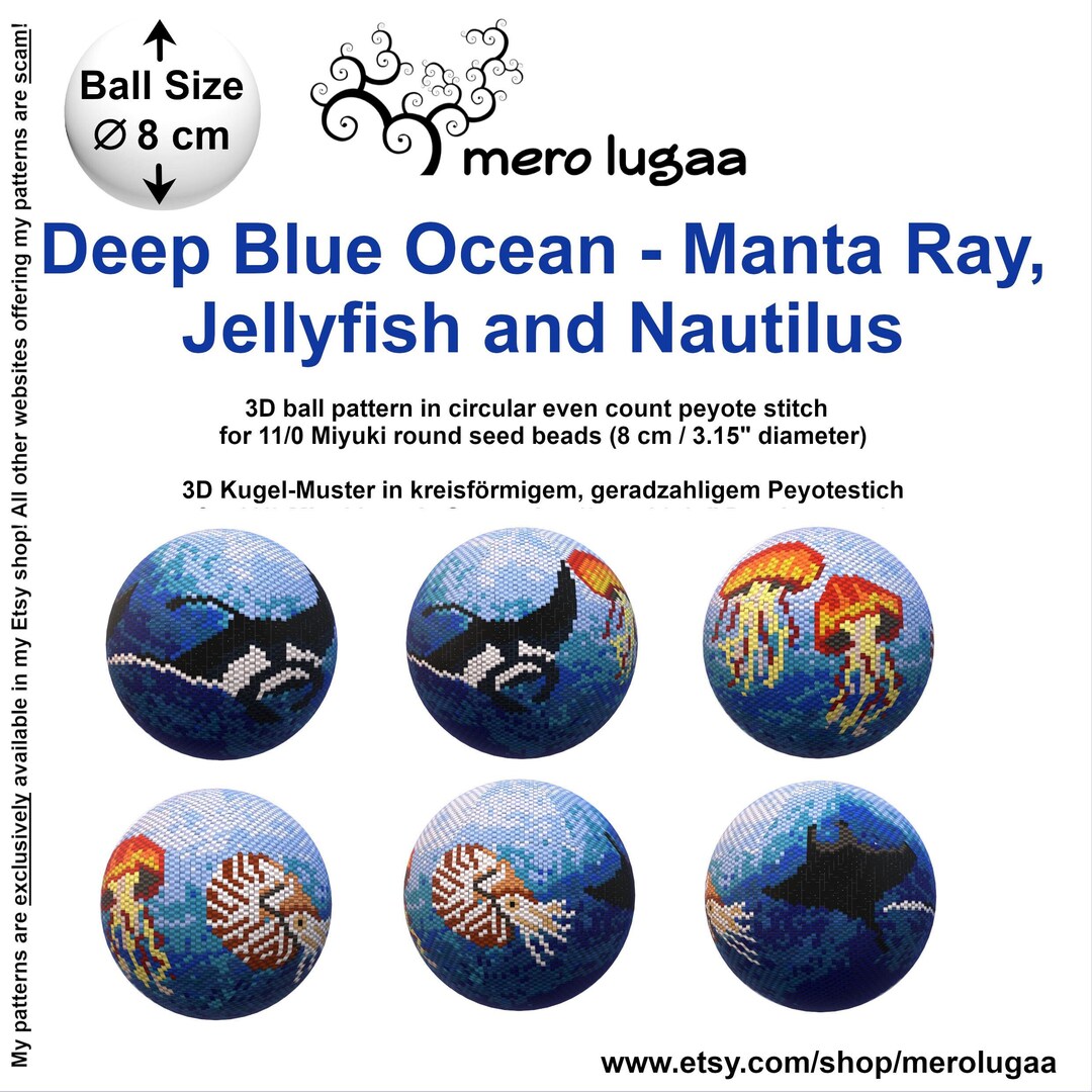 Manta Ray, Jellyfish and Nautilus Peyote Ball /circular Peyote / Tutorial / Instruction / Beaded ...