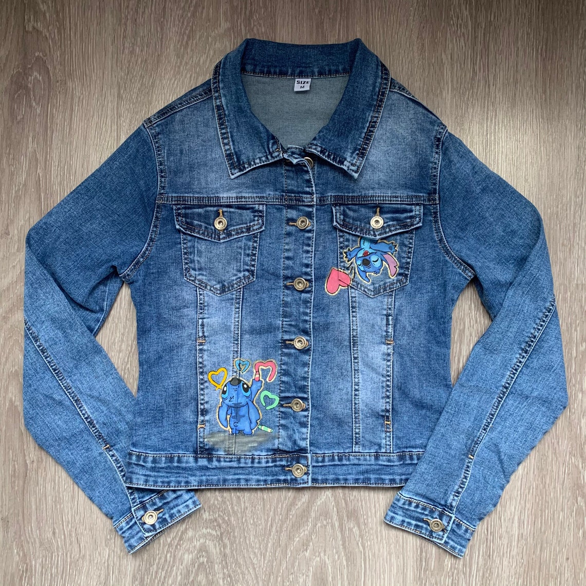 Custom Hand Painted Denim Jacket Disney Lilo & Stitch Disney | Etsy